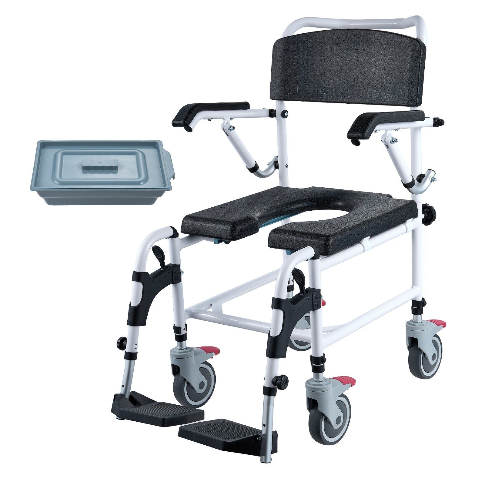 VEVOR Shower Commode Wheelchair with 4 Lockable Wheels – CureActive